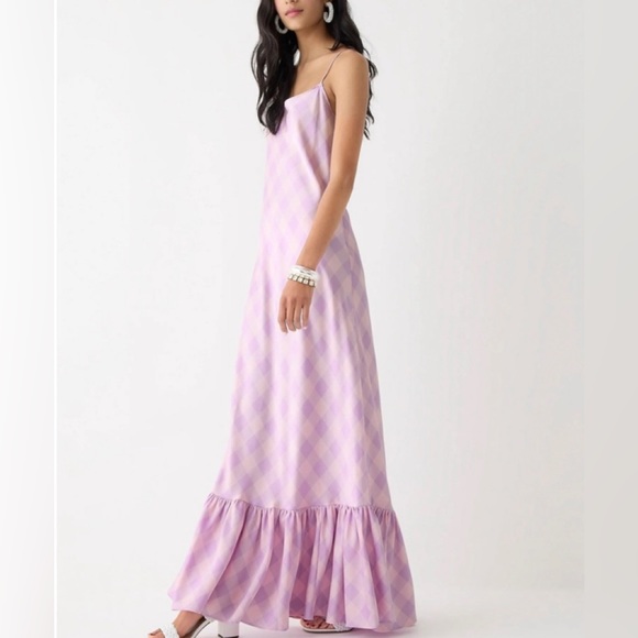 J. Crew | Dresses | Jcrew Collection Ruffle Hen Slip Dress In Gingham ...